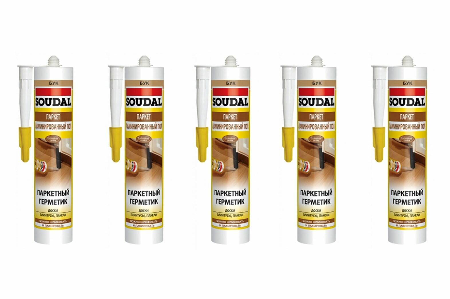 Герметик акриловый для дерева и паркета Soudal бук 280 мл (5 шт.)