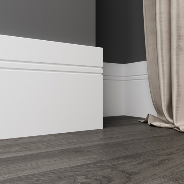 Плинтус Ultrawood 15х230 мм напольный под покраску широкий фигурный Ультравуд Base 5902 (Ultrawood) 1 метр