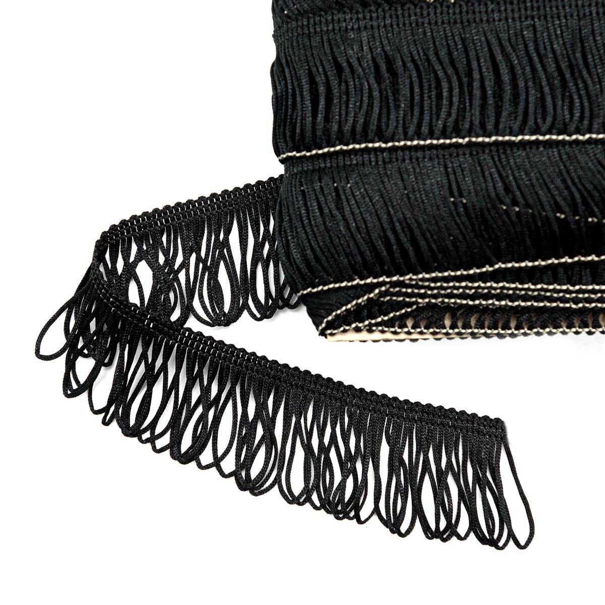 Бахрома для штор, текстиля, шитья, 3,5 см*25 м, черная, Айрис