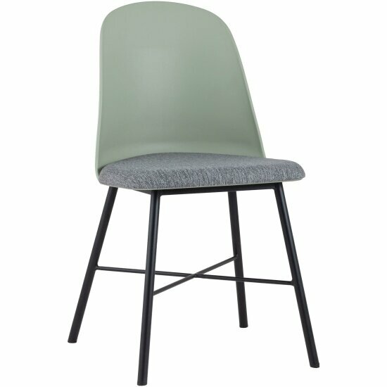 Стул обеденный Stool Group Shell с мягким сиденьем, серо-зеленый