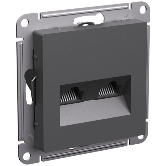Розетка компьютерная Systeme Electric (schneider Electric) AtlasDesign двойная AtlasDesign RJ45+RJ45 кат.5Е механизм базальт, ATN001485