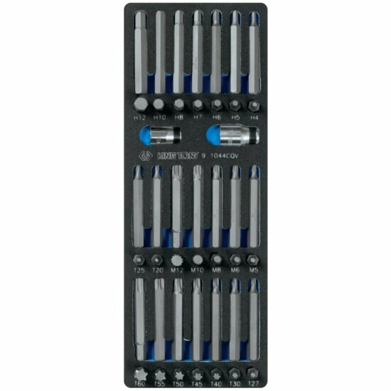 Набор вставок (бит) King Tony 9-1044CQV 10мм, TORX, SPLINE, HEX, 44 предмета