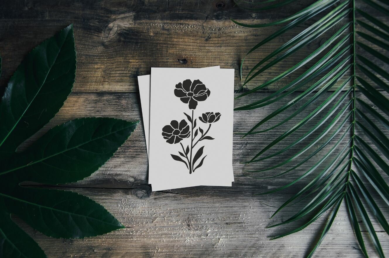 Трафарет Цветок 14 / шаблон пластиковый многоразовый