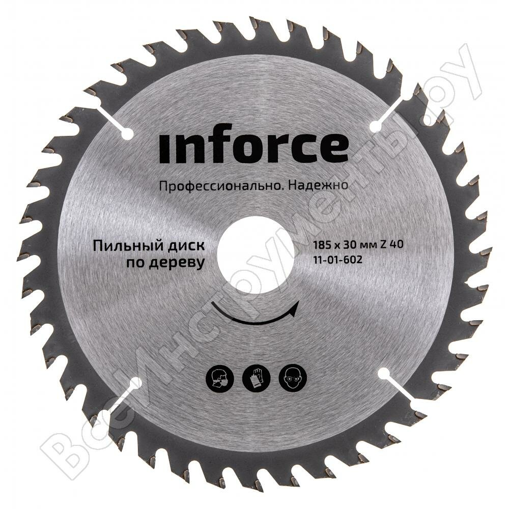 Диск пильный по дереву (185х30х1,4 мм; 40Z) Inforce 11-01-602, из древесины, помощью циркулярной пилы