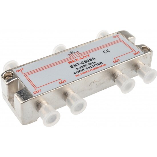 Разветвитель (сплиттер) Rexant ТВ 6 выходов, 5-2500 МГц спутник