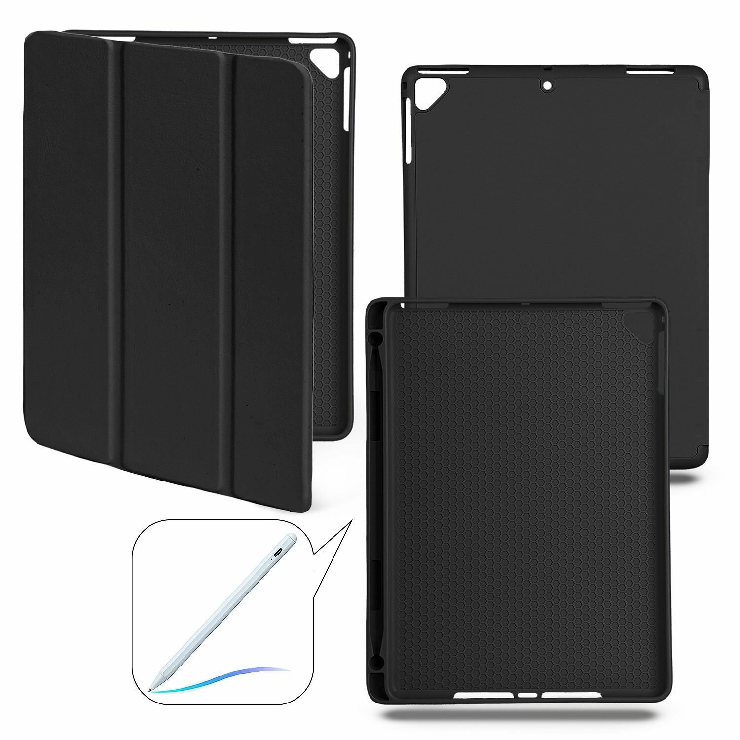 Чехол-книжка для iPad 5/6/Air/Air 2 с отделением для стилуса, черный