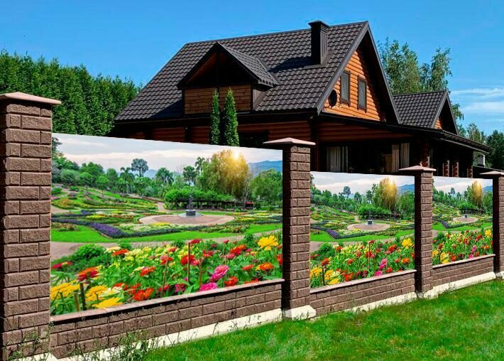 Фотосетка для забора и фасада 2,5 х 1,5 м с люверсами / Парк