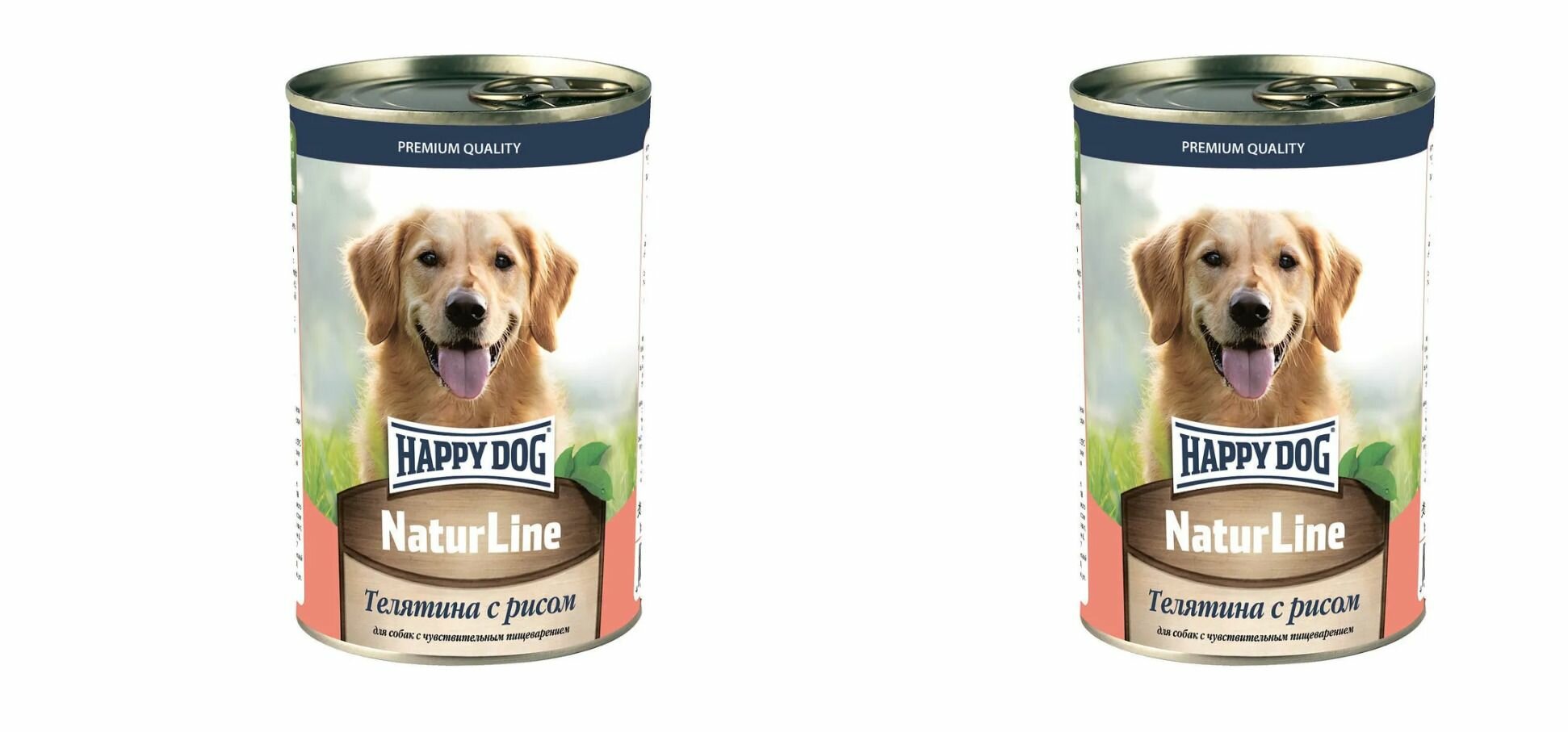 Happy Dog консервы для собак телятина с рисом, 410 г, 2 шт