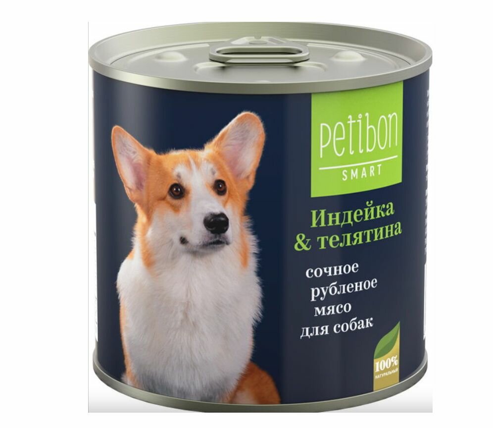 Petibon консервы для собак сочное рубленое мясо с индейкой и телятиной Smart, 240 г, 3 шт