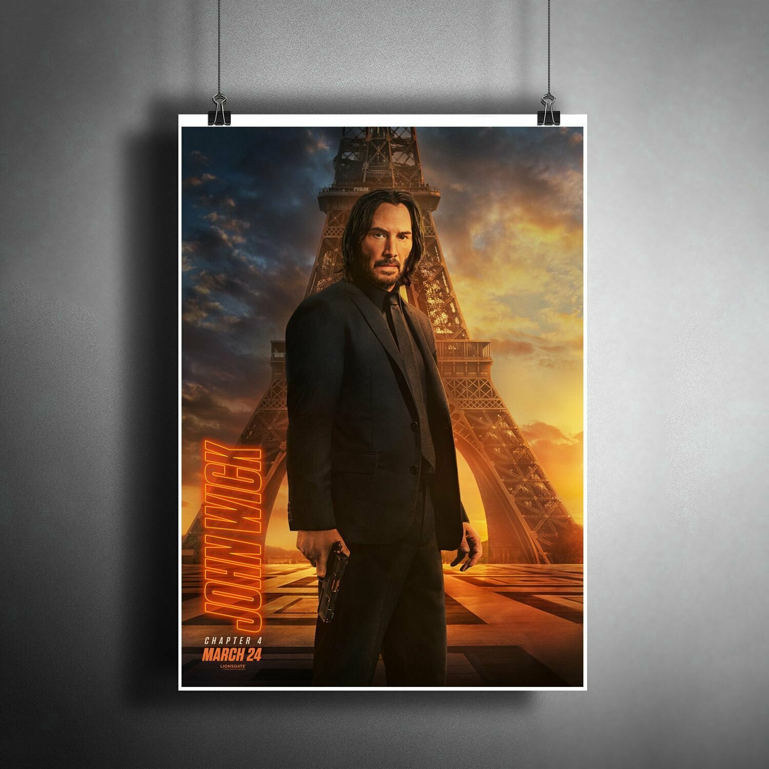 Постер плакат для интерьера "Фильм: Джон Уик 4 (John Wick). Актёр Киану Ривз" / Декор дома, офиса, комнаты, квартиры, детской A3 (297 x 420 мм)