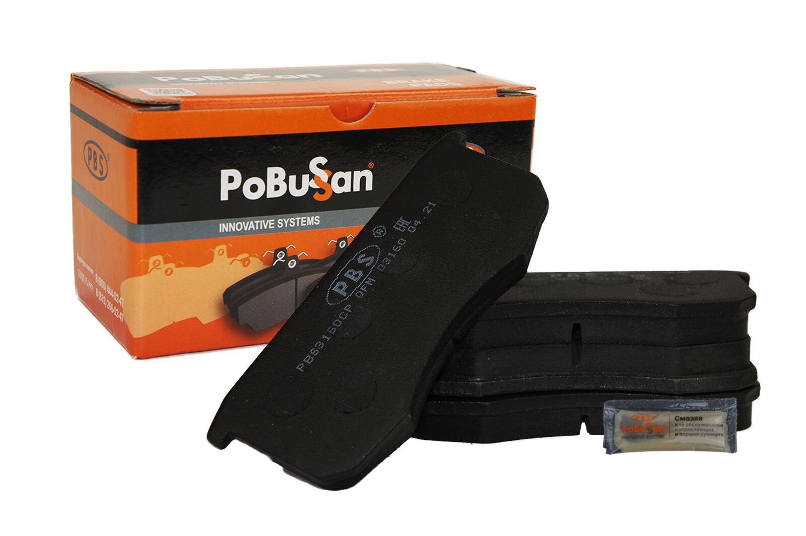 Колодка тормозная передняя УАЗ 31519 Хантер, 3160 Патриот (к-кт 4 шт) POBUSSAN арт. PBS3160CP