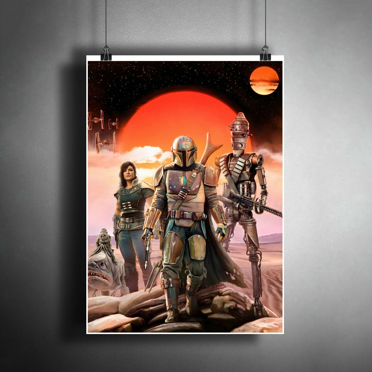 Постер плакат для интерьера "Сериал: Мандалорец. Звёздные Войны. The Mandalorian" / Декор дома, офиса, комнаты, квартиры, детской A3 (297 x 420 мм)