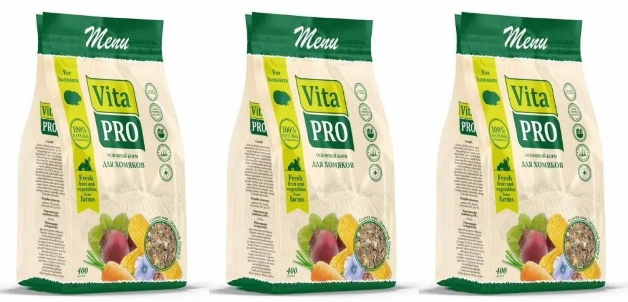 Vita Pro Сухой корм для хомяков Основной, 400 гр, 3 шт