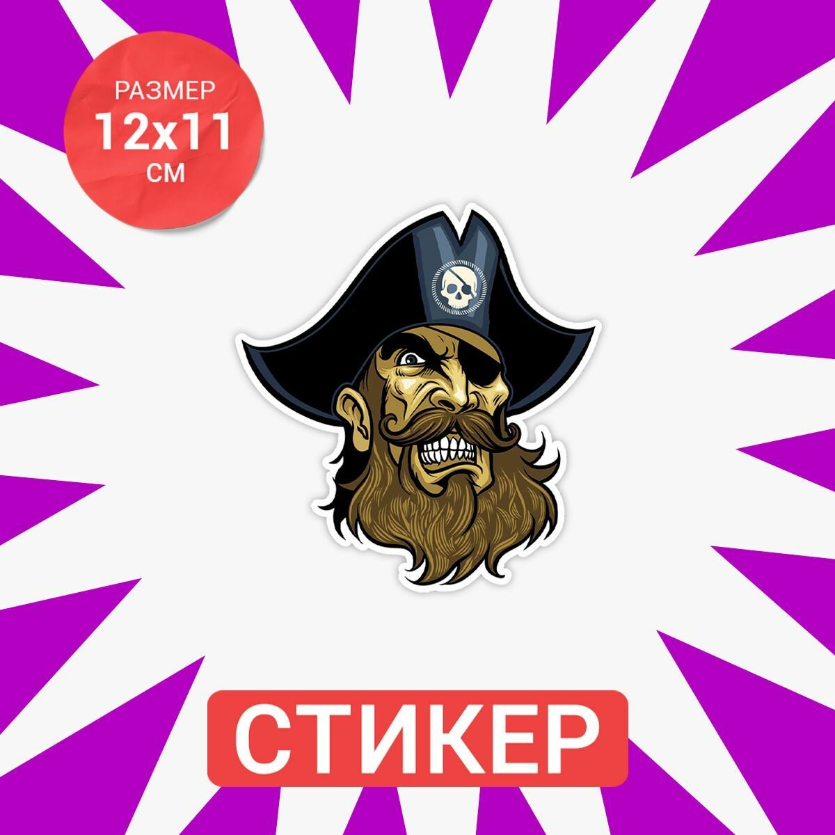 Наклейка Пират 12x11 см