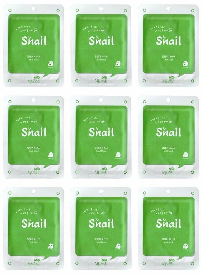 Mijin MJ CARE Маска тканевая для лица улиточная MJ on Snail Mask, pack 22 гр, 9 шт
