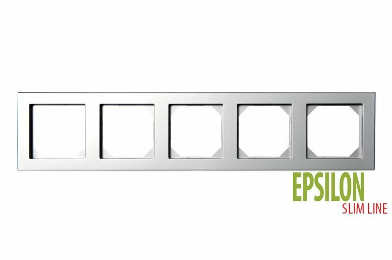 LIREGUS Рамка Пятиместная Серебро SLIM (Универсальный Монтаж) LIREGUS EPSILON