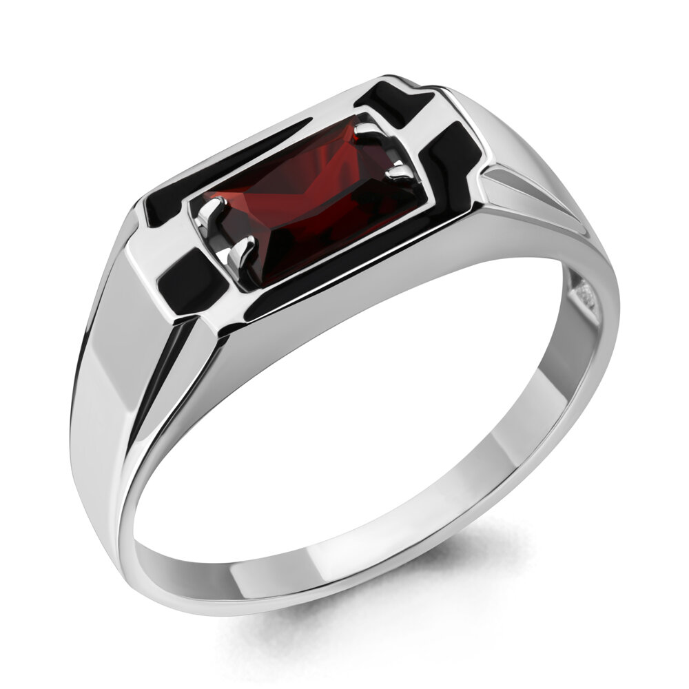 Кольцо, серебро, 925 проба, гранат