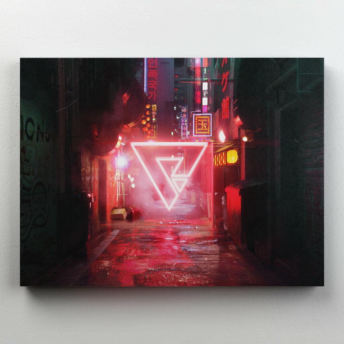 Интерьерная картина на холсте "Киберпанк улица неон" 40x30 см