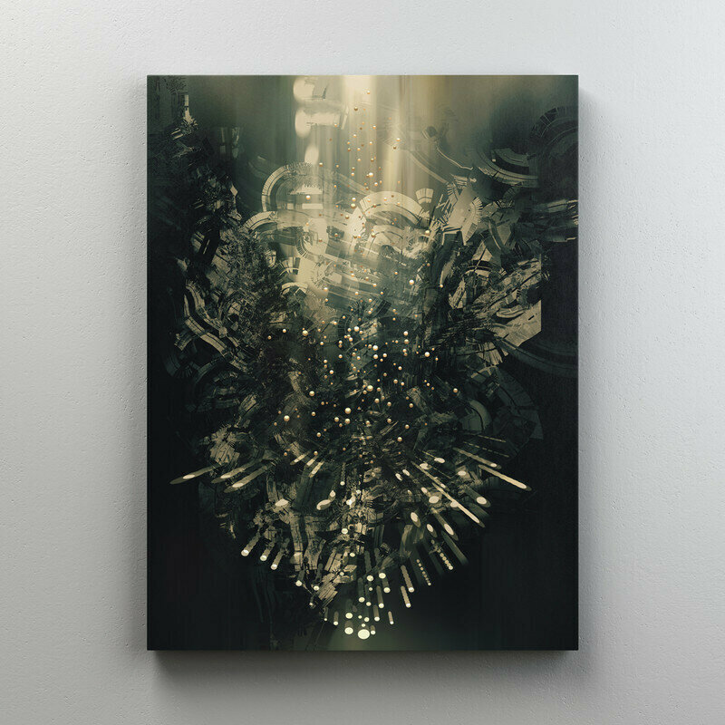 Интерьерная картина на холсте "Абстрактная живопись - научная фантастика" размер 30x40 см