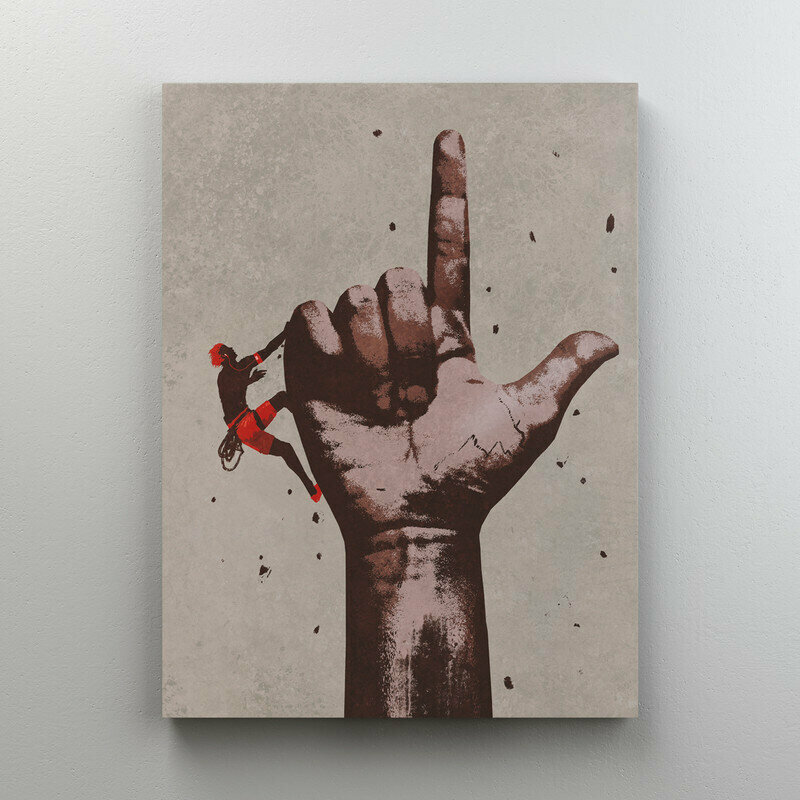 Интерьерная картина на холсте "Иллюстрация скалолаз на руке" размер 22x30 см