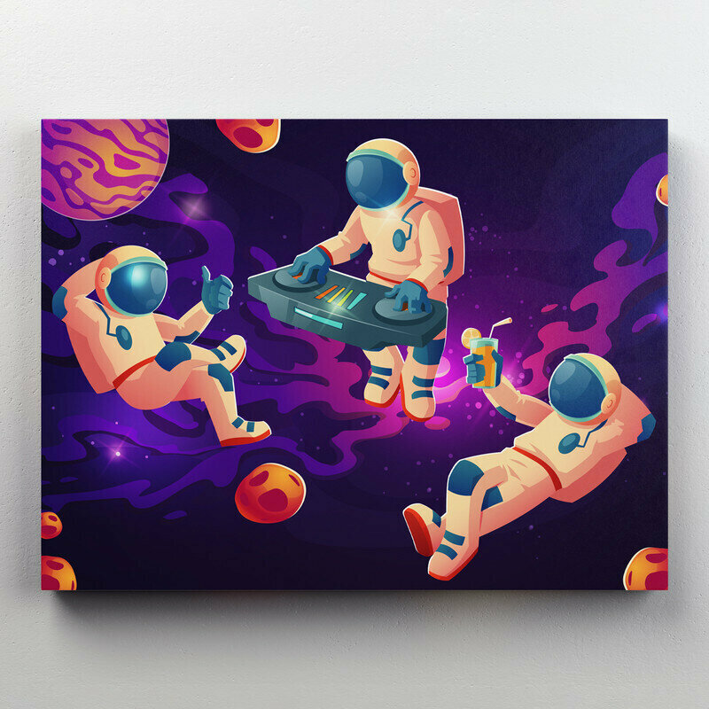 Интерьерная картина на холсте "Дискотека астронавтов в космосе" размер 60x45 см