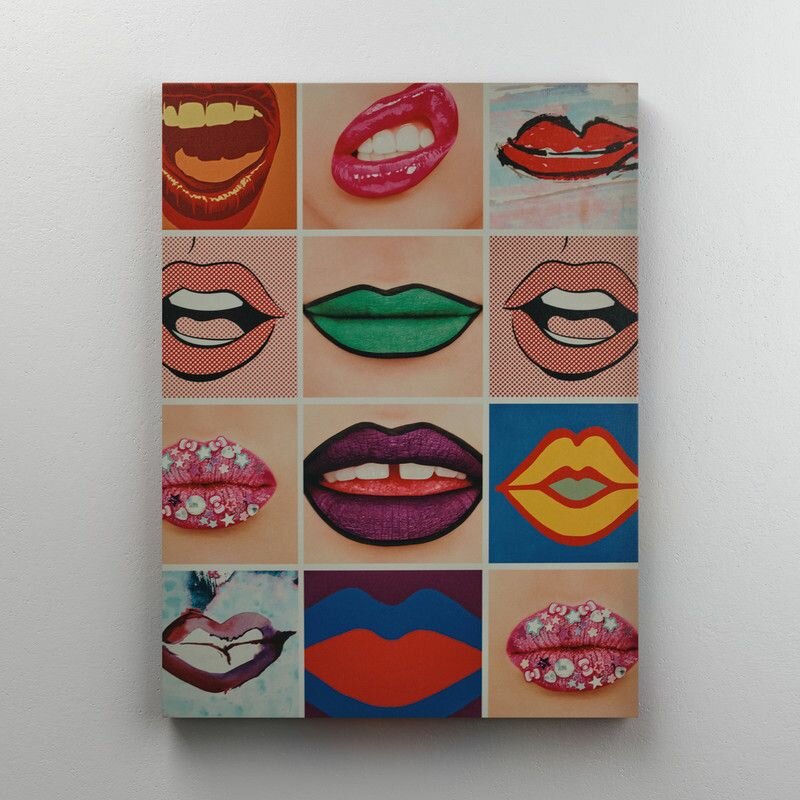 Интерьерная картина на холсте "Губы Поп-арт" размер 22x30 см
