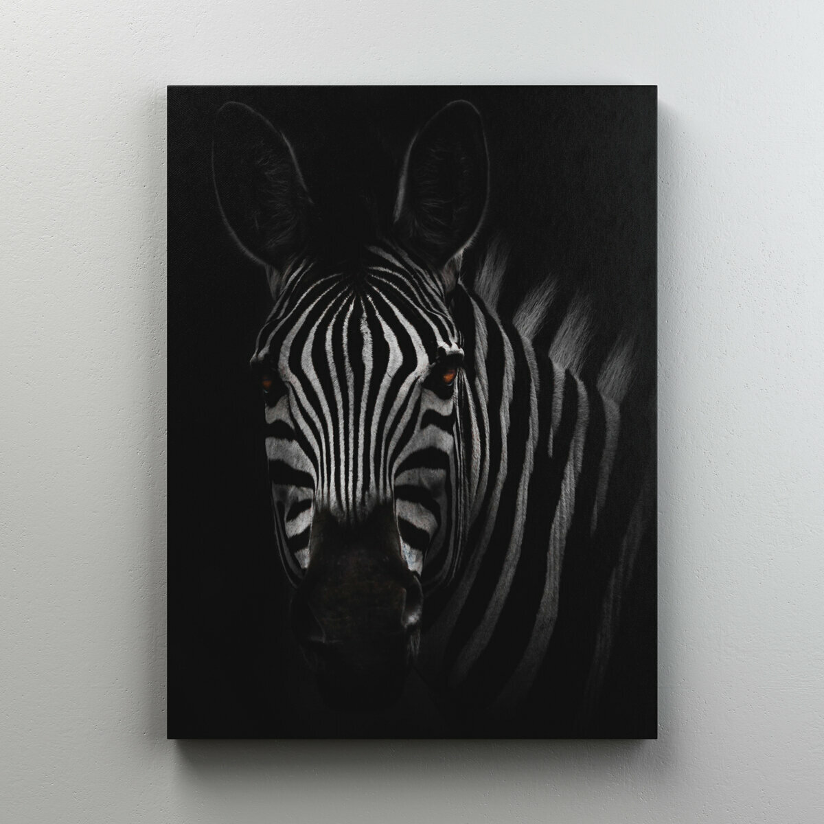 Интерьерная картина на холсте "Черно-белая зебра" животные, размер 22x30 см