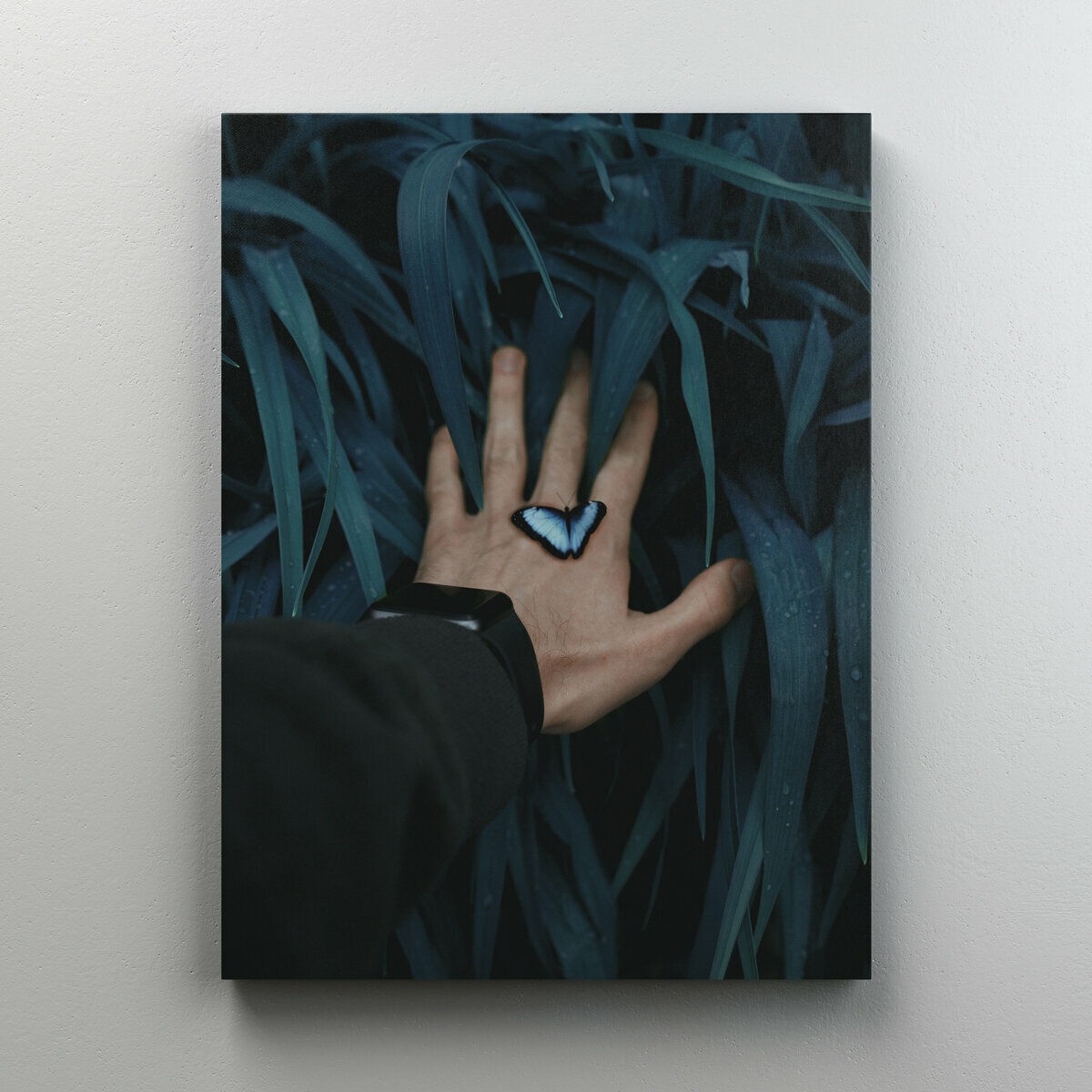 Интерьерная картина на холсте "Голубая бабочка" размер 22x30 см