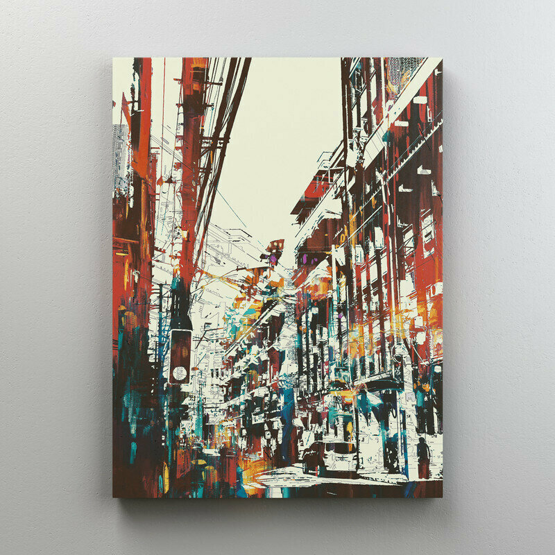 Интерьерная картина на холсте "Городской пейзаж в стиле гранж" размер 22x30 см