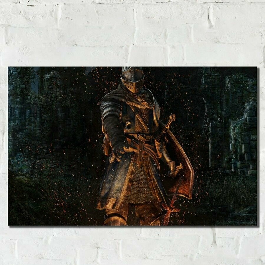 Картина интерьерная на рельефной доске, рисунок ОСП игра Dark Souls Remastered - 11501