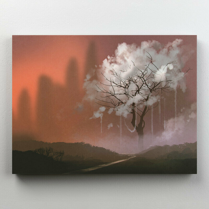 Интерьерная картина на холсте "Иллюстрация - дерево из облаков" размер 60x45 см