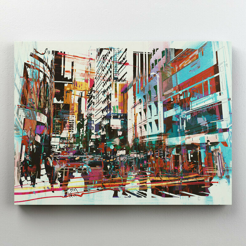 Интерьерная картина на холсте "Иллюстрация оживленный город" размер 60x45 см