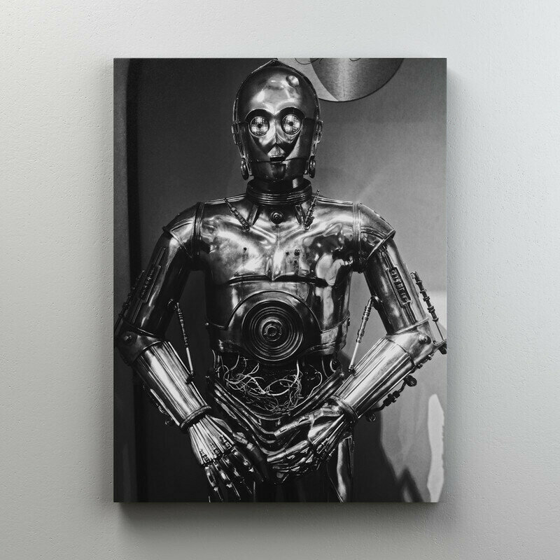 Интерьерная картина на холсте "Ситрипио ЧБ - C3-PO Star Wars", размер 45x60 см
