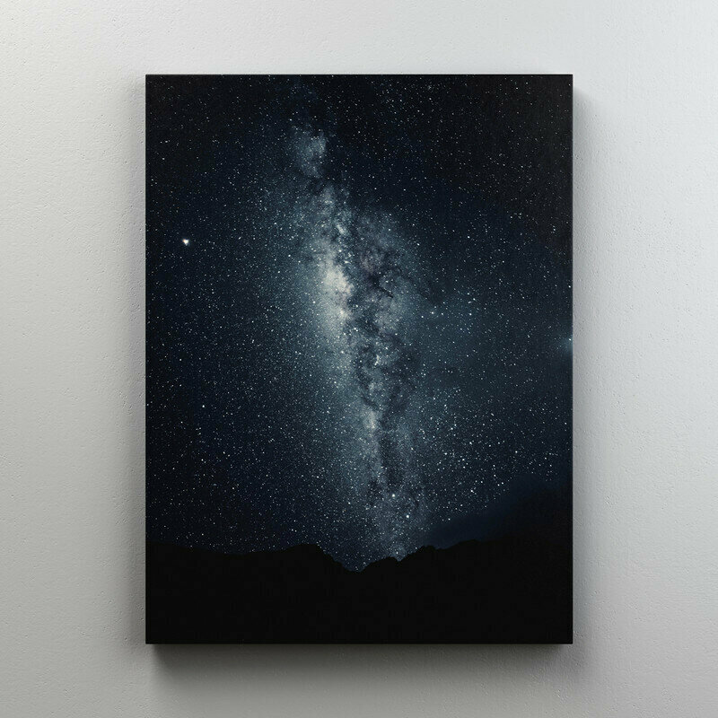 Интерьерная картина на холсте "Загадочный млечный путь на фоне гор" размер 45x60 см