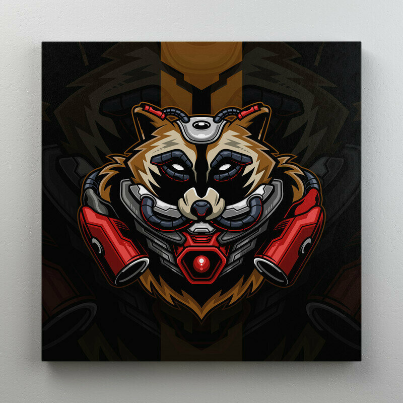 Интерьерная картина на холсте "Иллюстрация - Енот Ракета - Стражи Галактики" размер 25x25 см