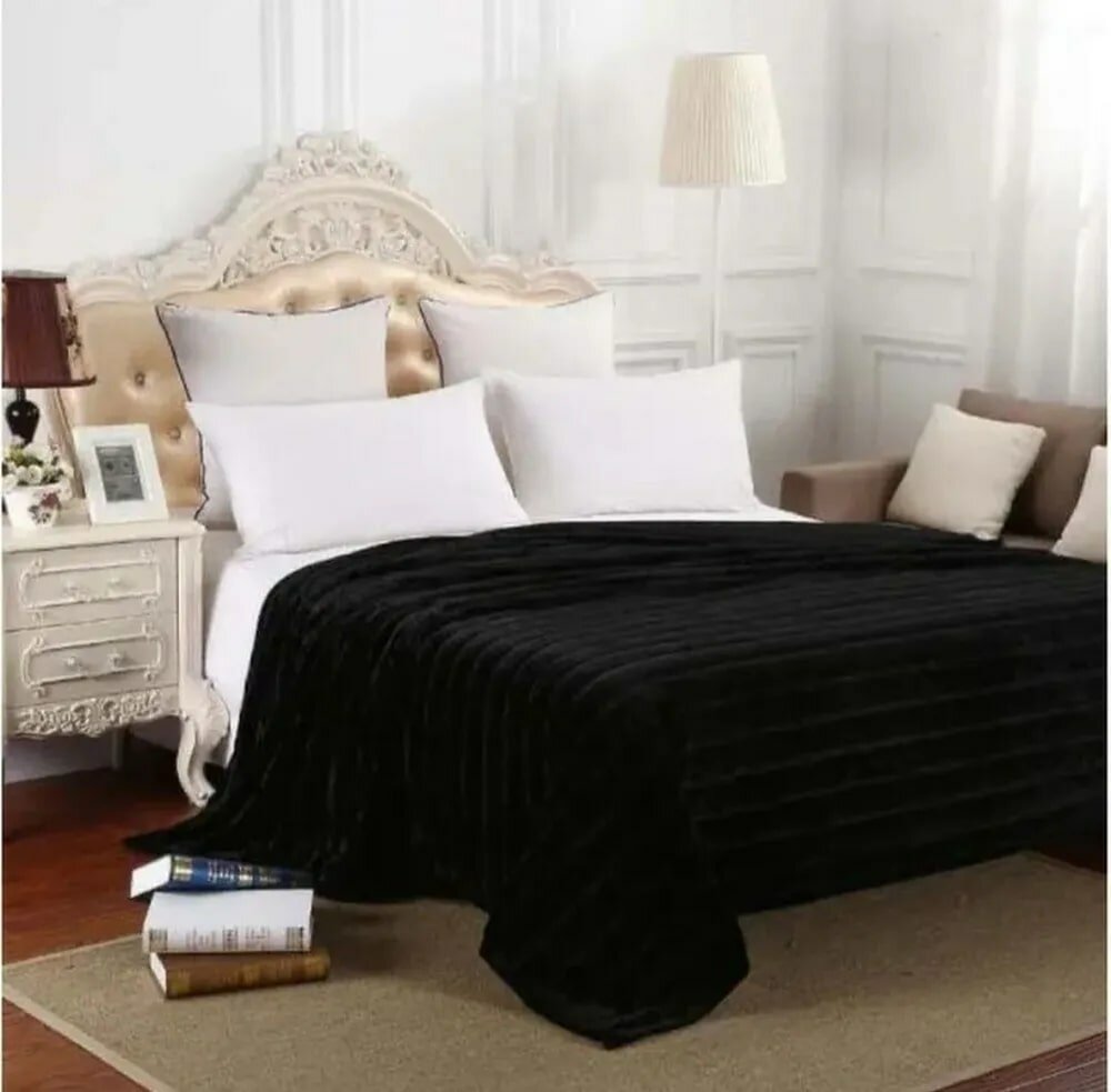 Плед "Кролик" мягкий бархатный теплый 200x230 см, черный