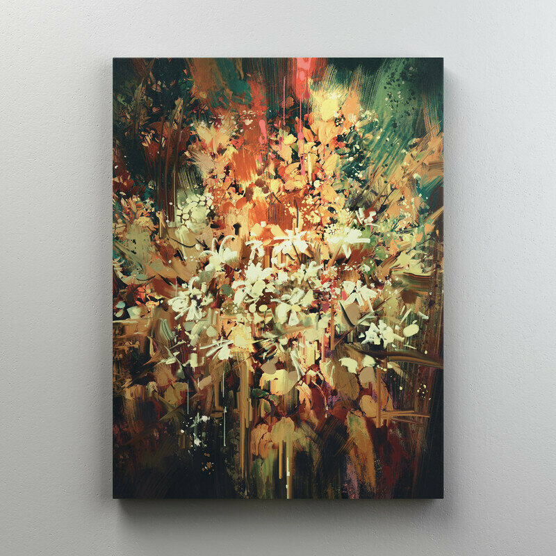 Интерьерная картина на холсте "Абстрактная живопись - букет цветов" размер 22x30 см