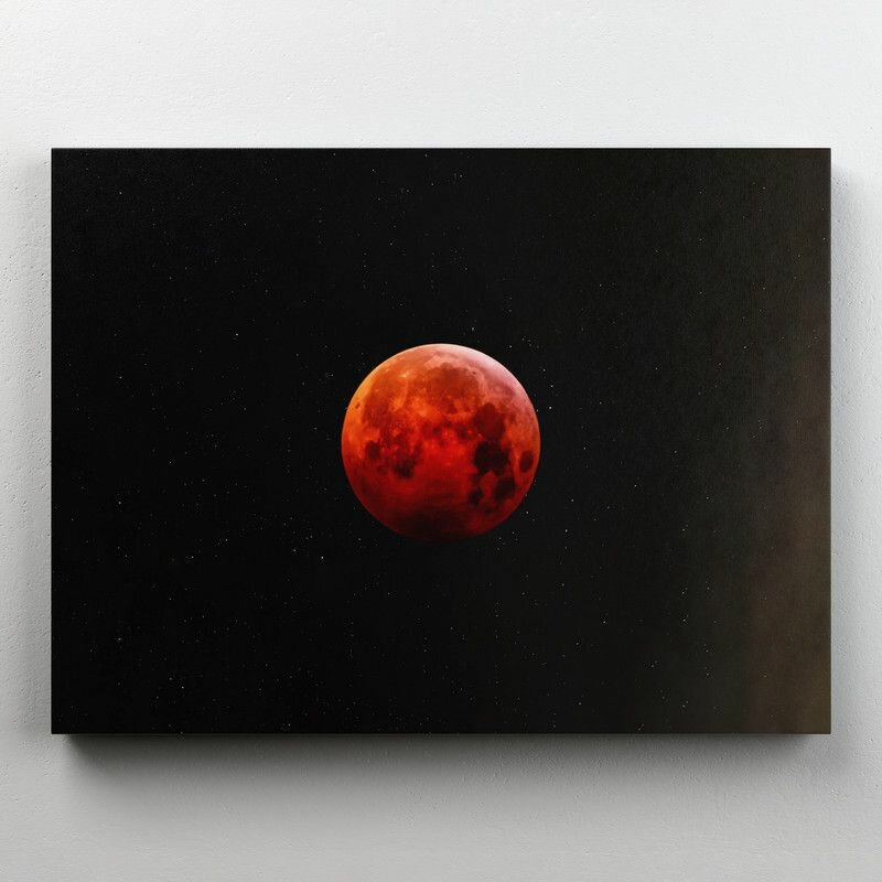 Интерьерная картина на холсте "Красная Луна в небе" размер 40x30 см