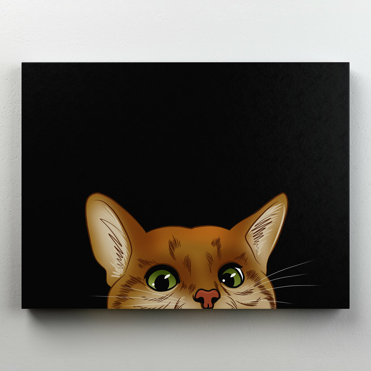 Интерьерная картина на холсте "Выглядывающий котик" арт, 40x30 см