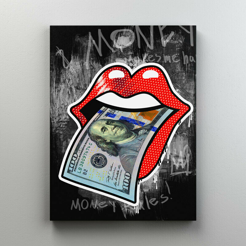 Интерьерная картина на холсте "Бизнес мотиватор - Роулинг Стоун с долларом" размер 22x30 см