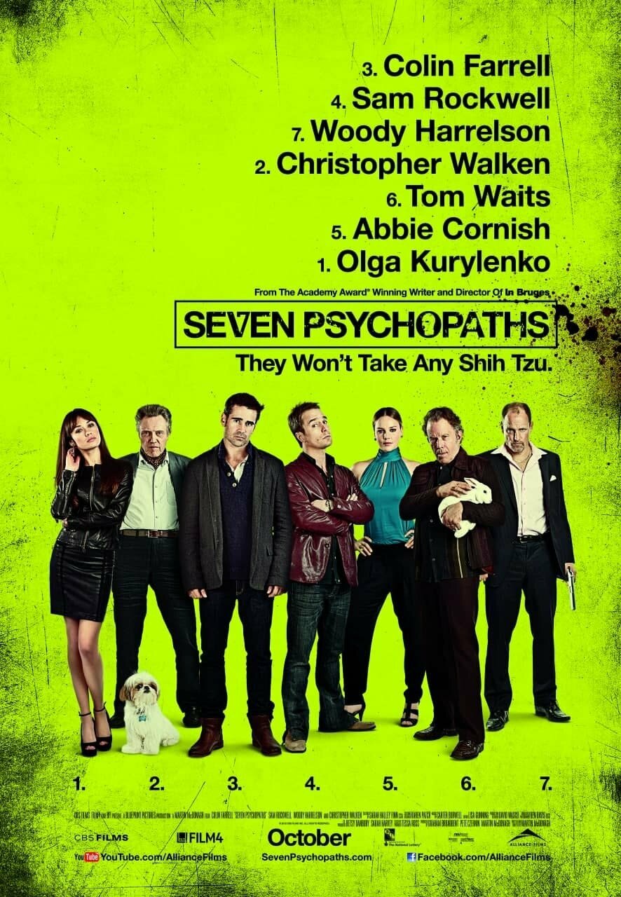 Плакат, постер Семь психопатов (Seven Psychopaths, 2012г) на бумаге, размер 21х30см