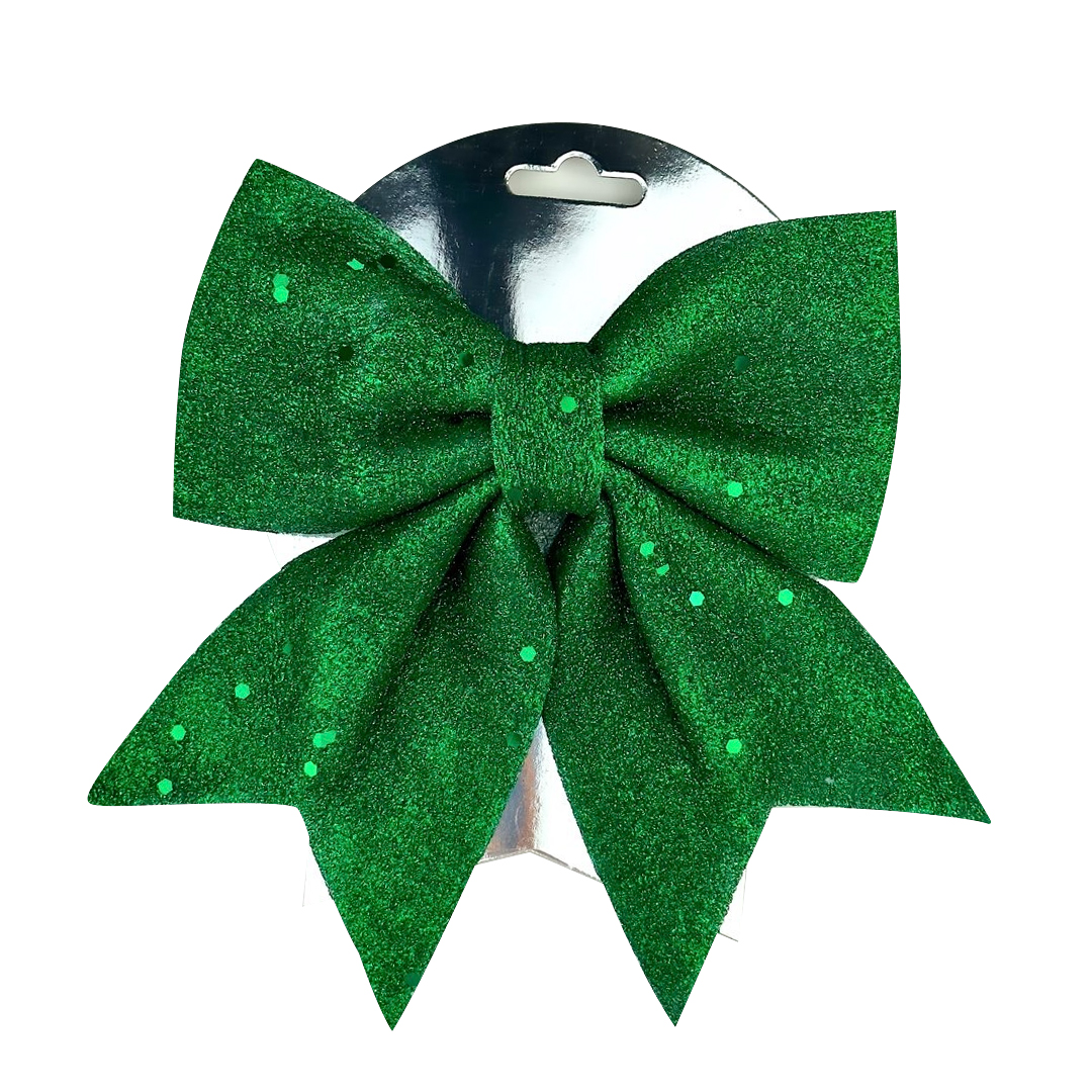Декоративный бант Изумрудный, с блестками, 15x20 см, 1 шт.
