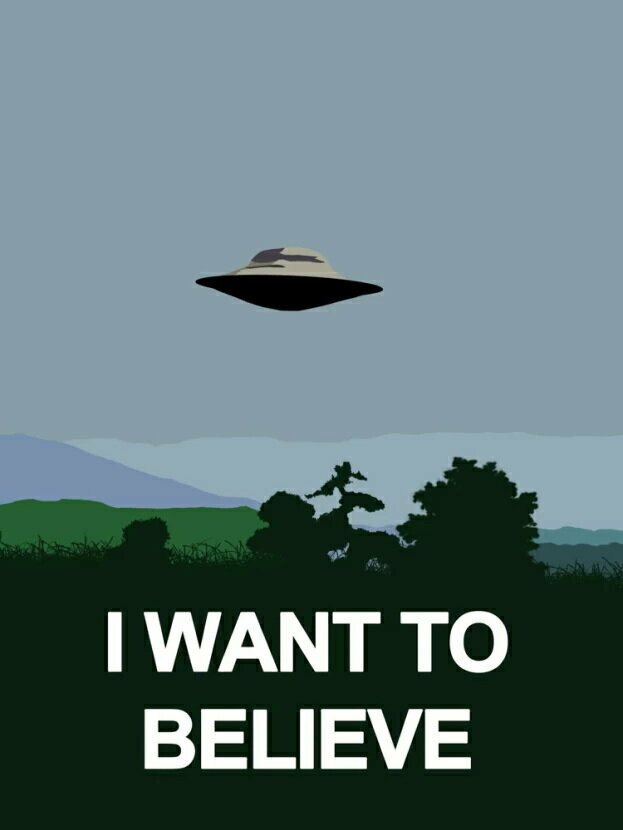 Плакат, постер I Want to Believe, Я хочу верить на холсте, размер 30х42см