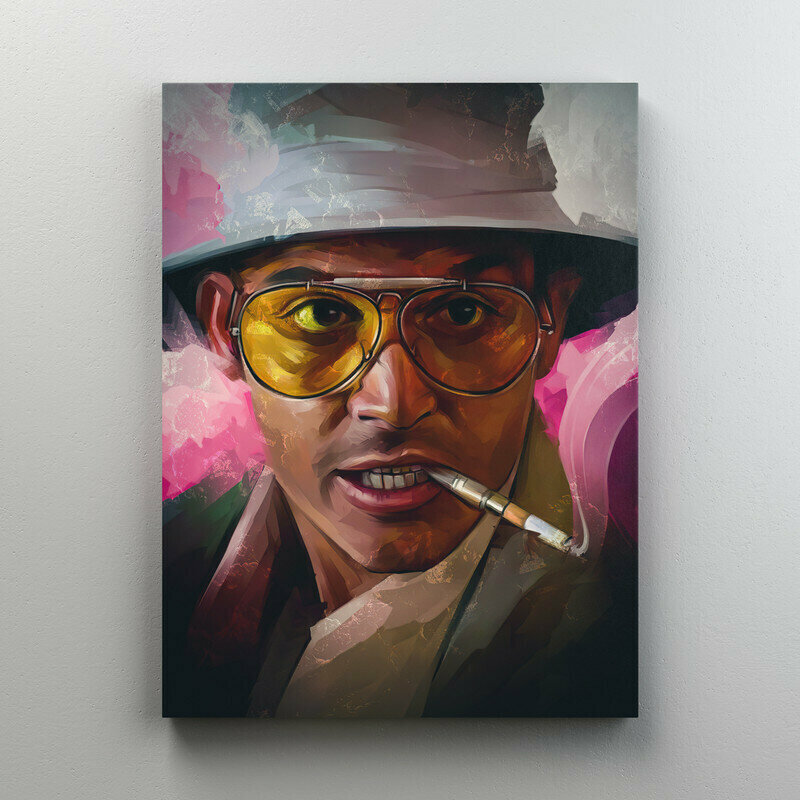 Интерьерная картина на холсте "Страхи ненависть в Лас Вегасе - портрет Джонни Деппа" размер 22x30 см