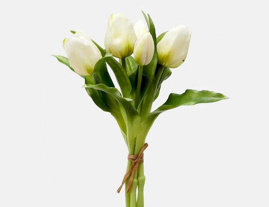 Искусственный букет, тюльпаны, белый, 28 см, EDG