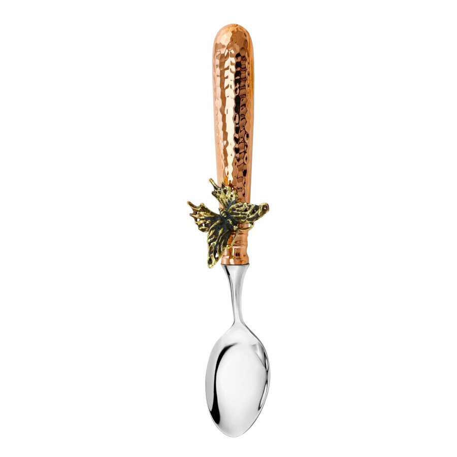 Ложка чайная кованая Кольчугинский мельхиор Бабочка с чернью, медь, для чая и кофе