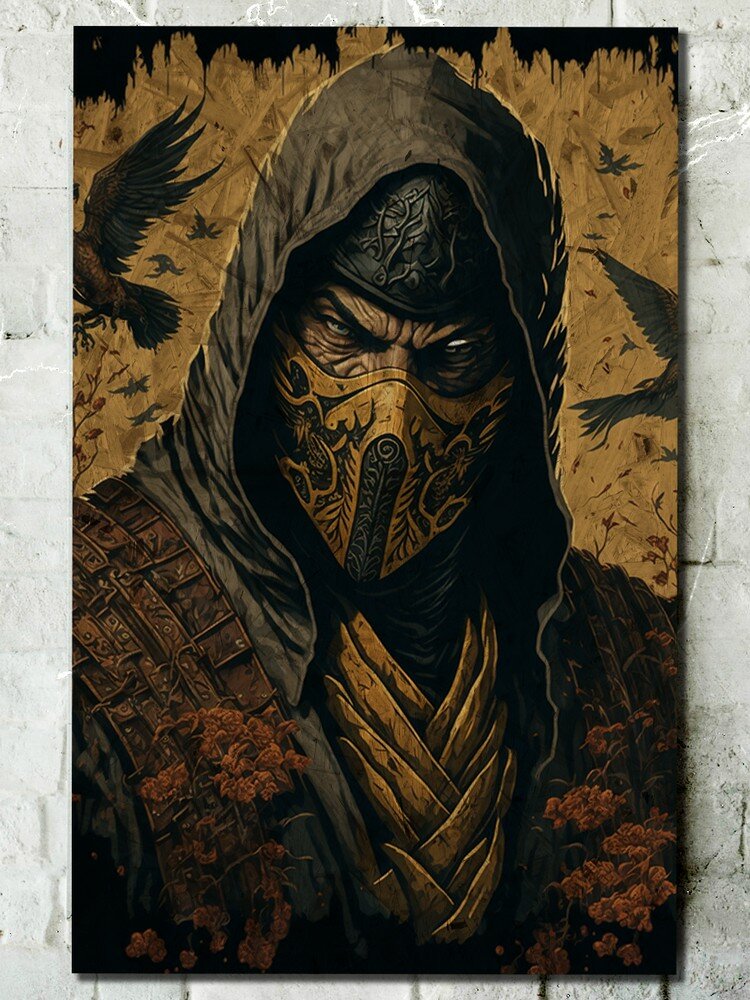 Картина интерьерная на рельефной доске ОСП игра Mortal Kombat Scorpion - 11672