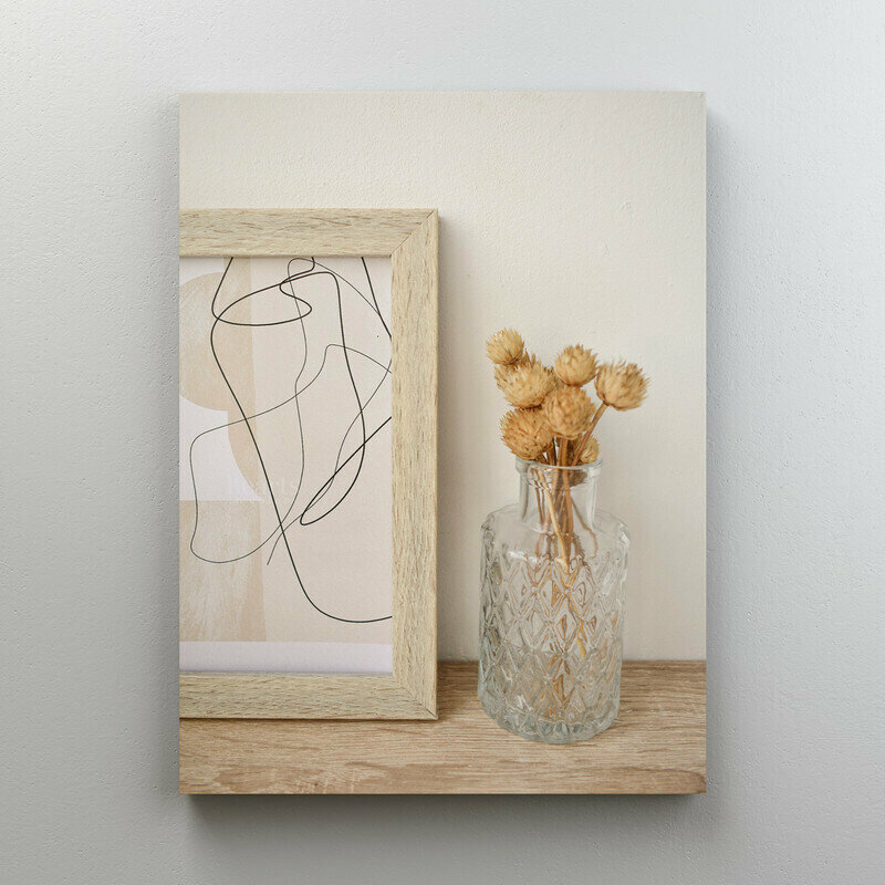 Интерьерная картина на холсте "Натюрморт в скандинавском стиле - картина и ваза" размер 22x30 см