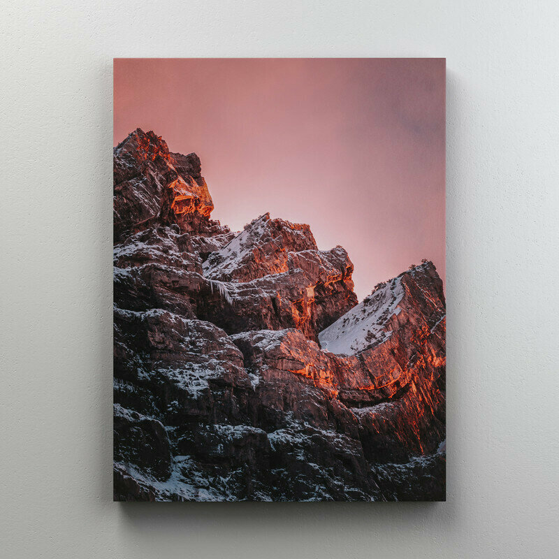 Интерьерная картина на холсте "Северная гора на рассвете" размер 22x30 см