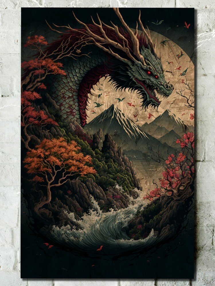 Картина интерьерная на рельефной доске ОСП фэнтези дракон - 7072